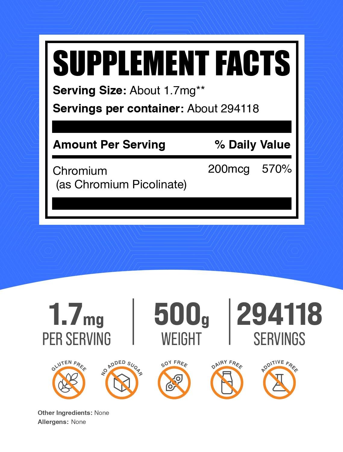 200mcg chromium per serving size