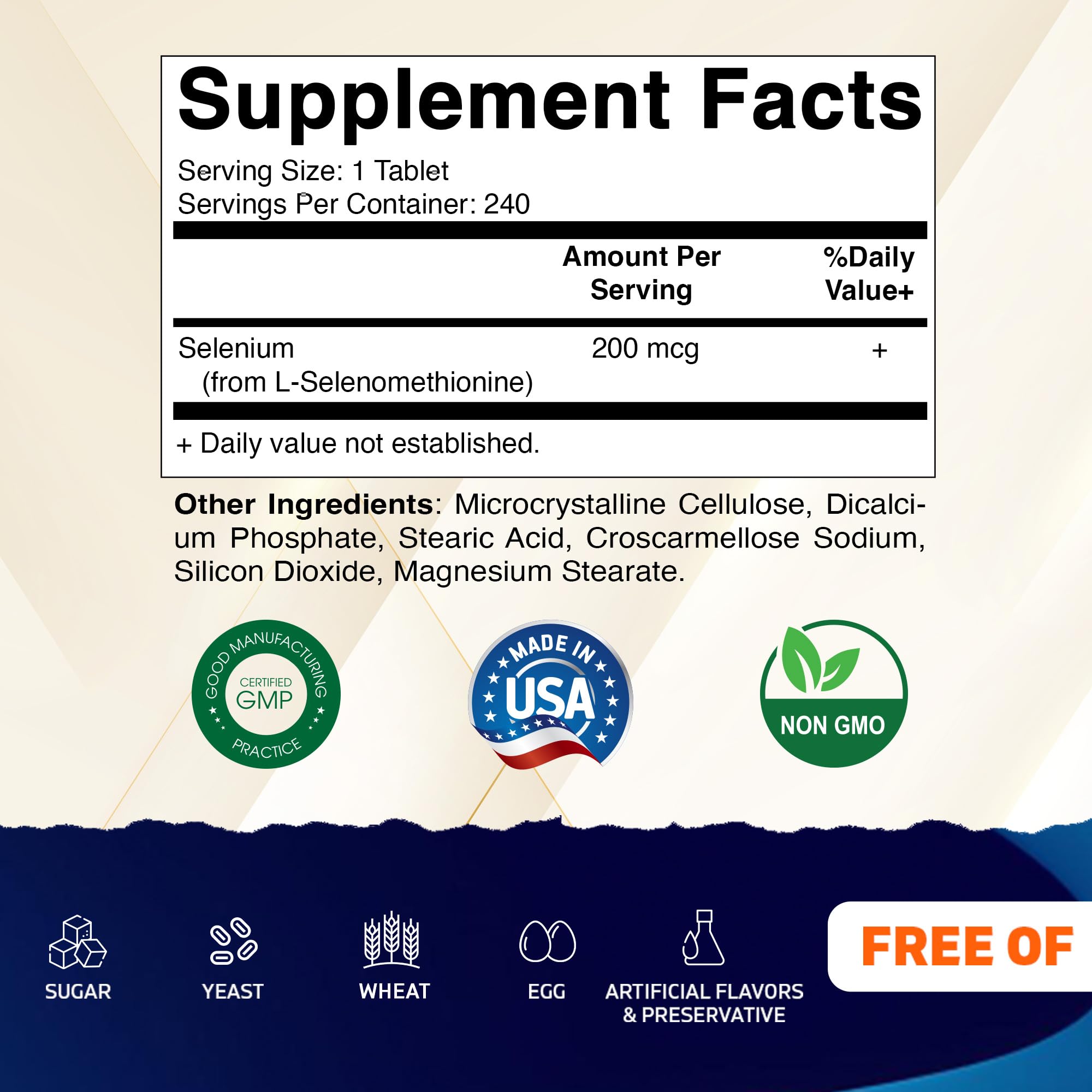 200mcg selenium tablets for daily use