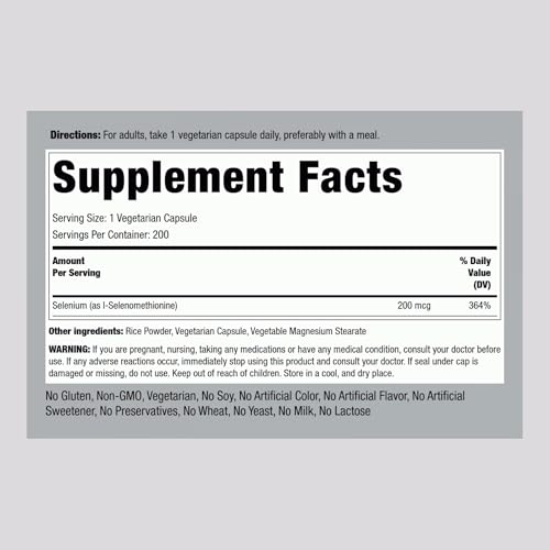 200mcg selenium vegetarian capsules