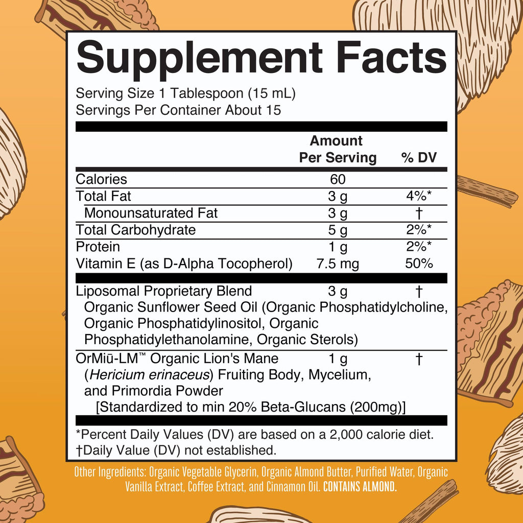 200mg beta-glucans per serving mushrooms