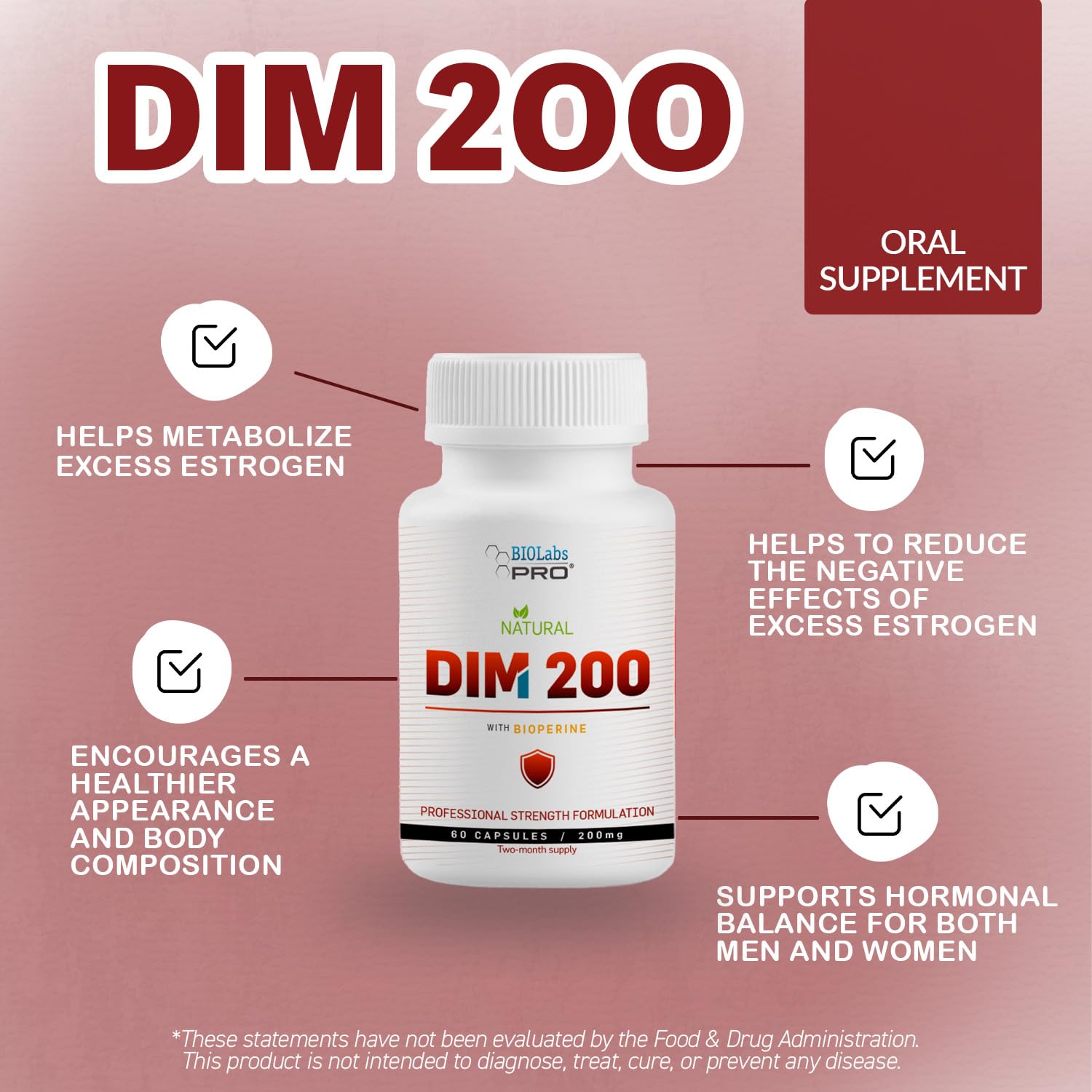 200mg DIM capsules for wellness