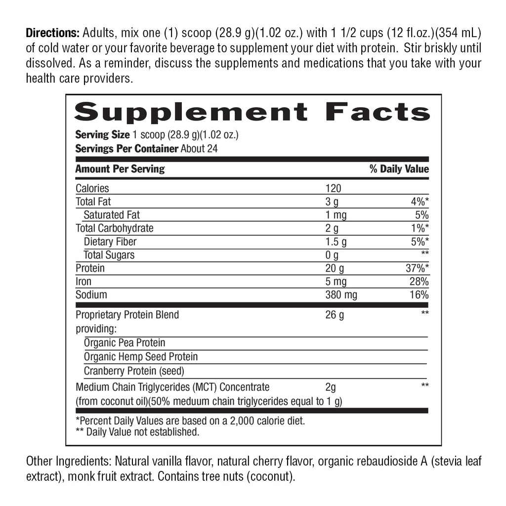 20g protein per serving vegan powder
