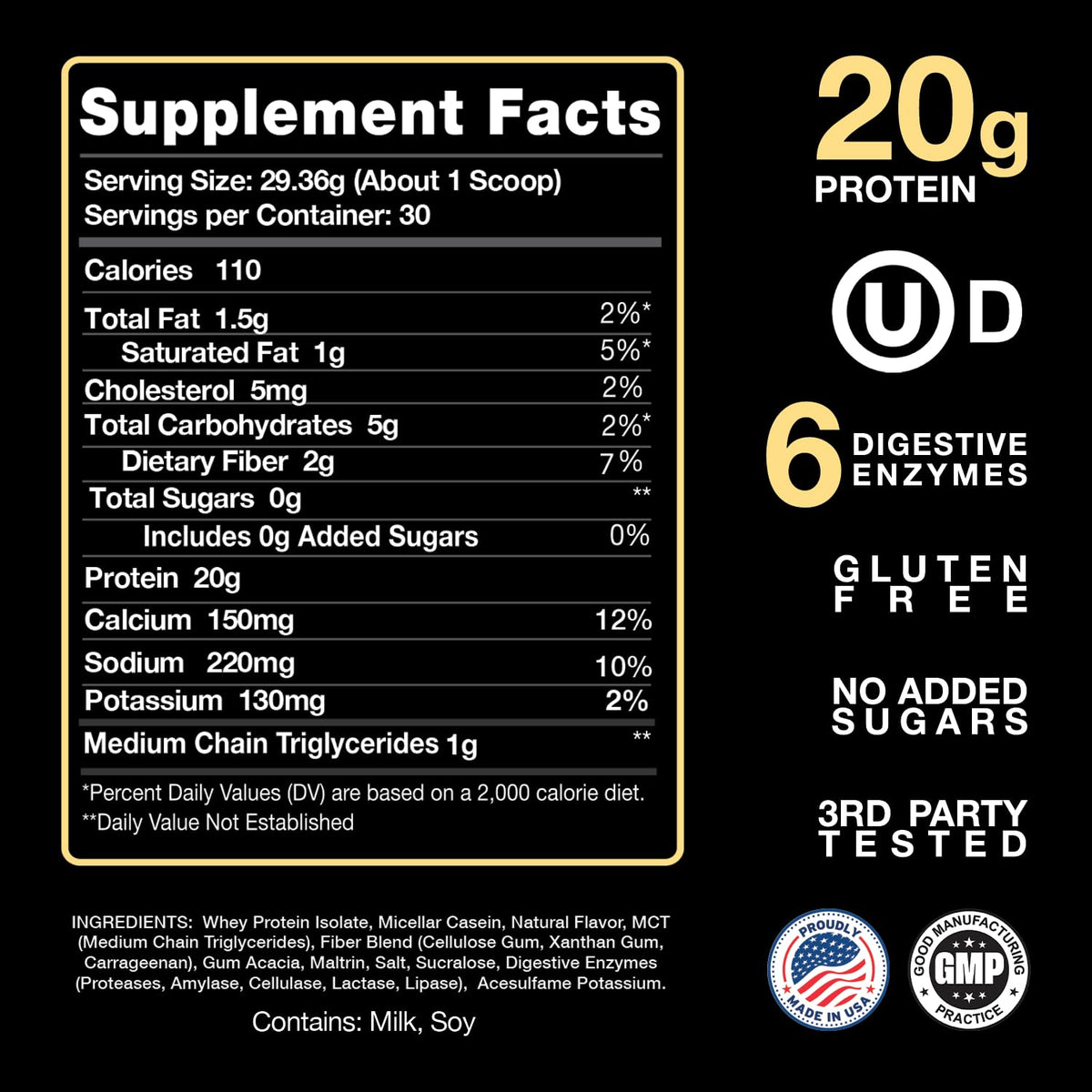 20g protein per serving whey powder
