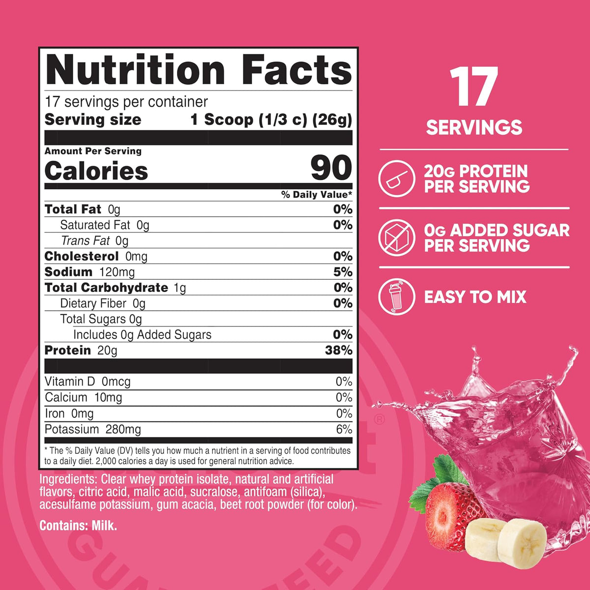 20g whey protein isolate per serving