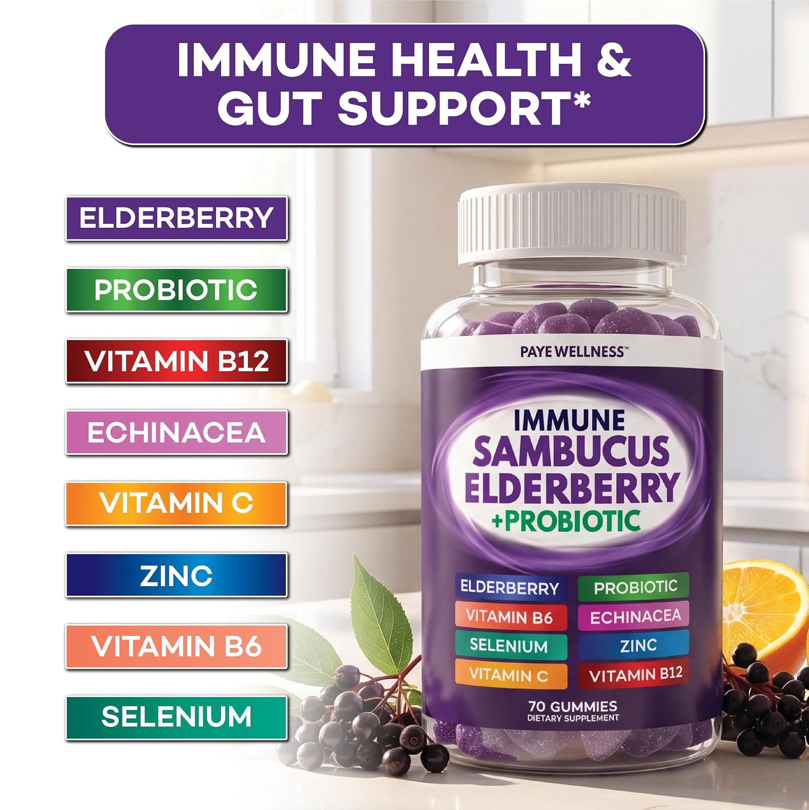 210 count PAYÉ elderberry gummies