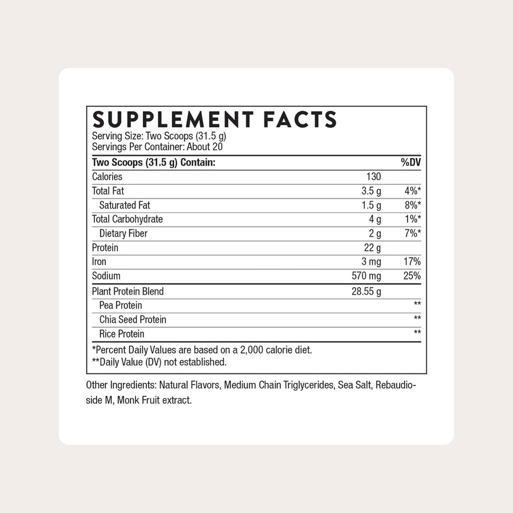 22 g protein from pea rice chia