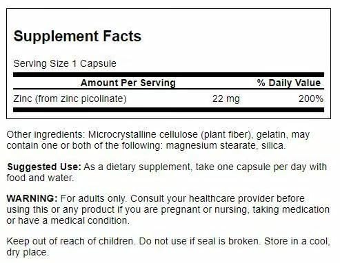 22 mg zinc picolinate supplement