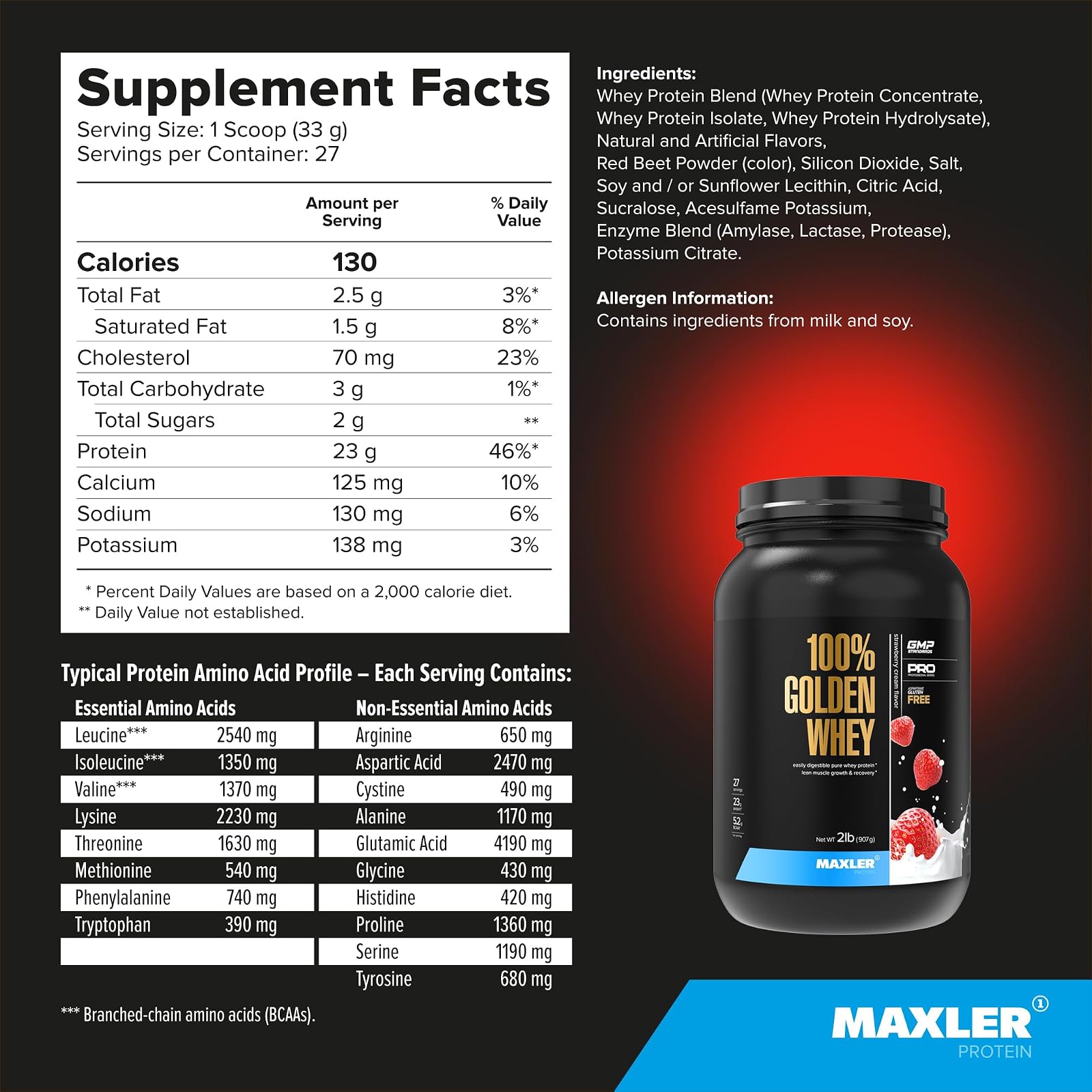 23g protein per serving Maxler whey