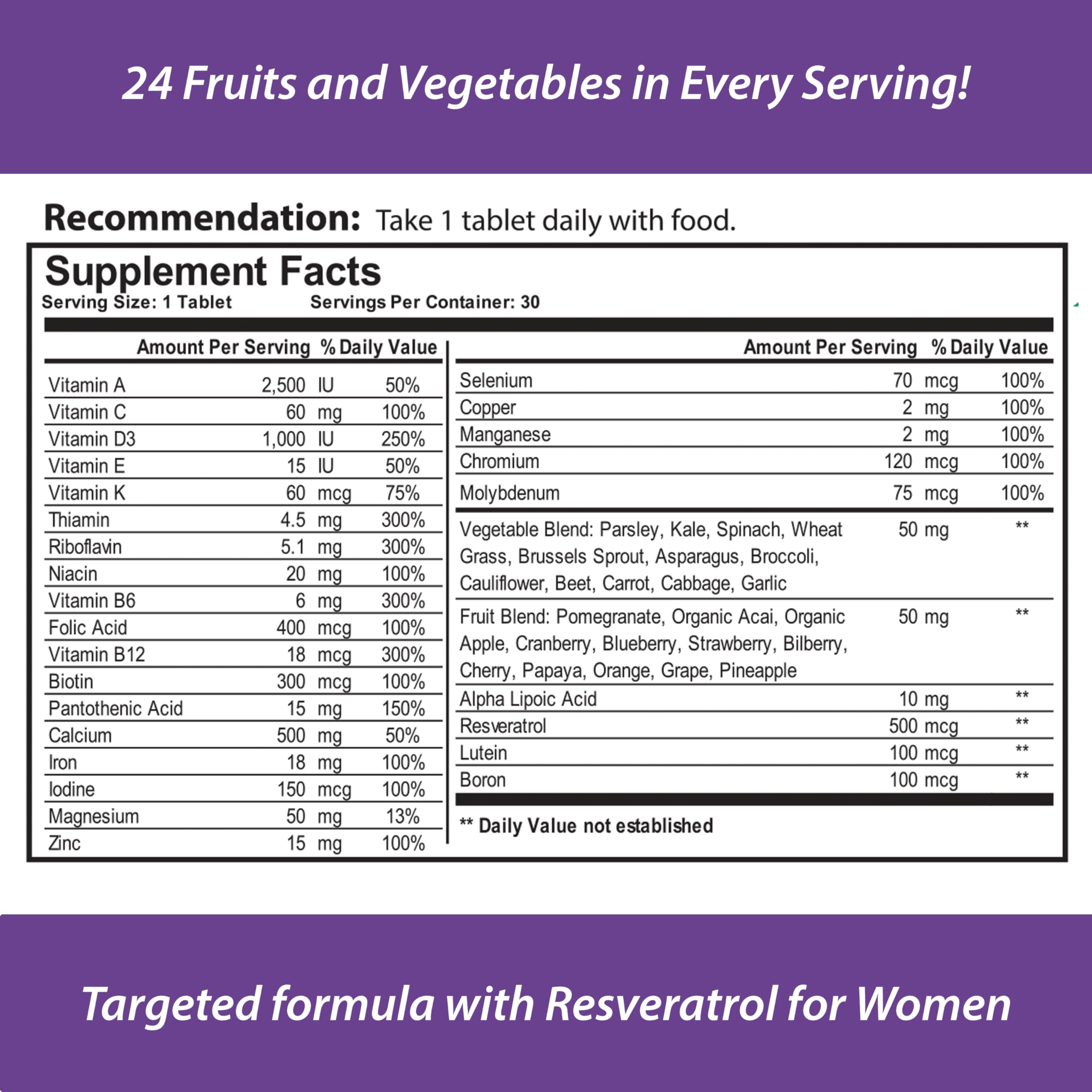 24 fruits and vegetables in one supplement