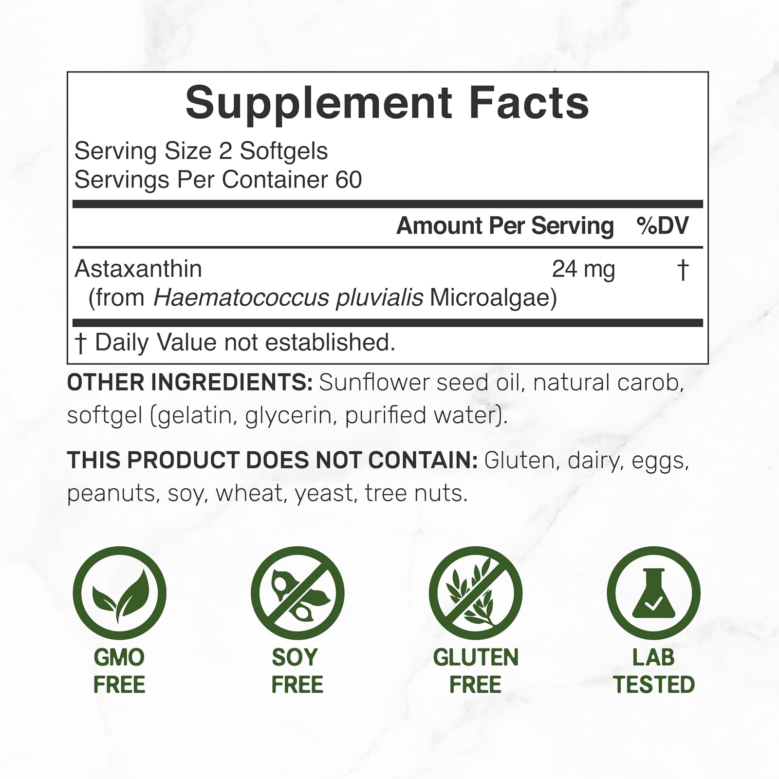 24 mg Astaxanthin antioxidant formula