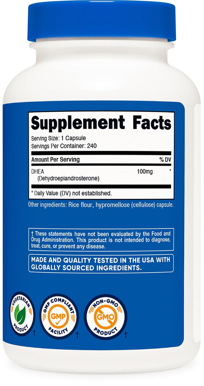 240 capsules of Nutricost DHEA
