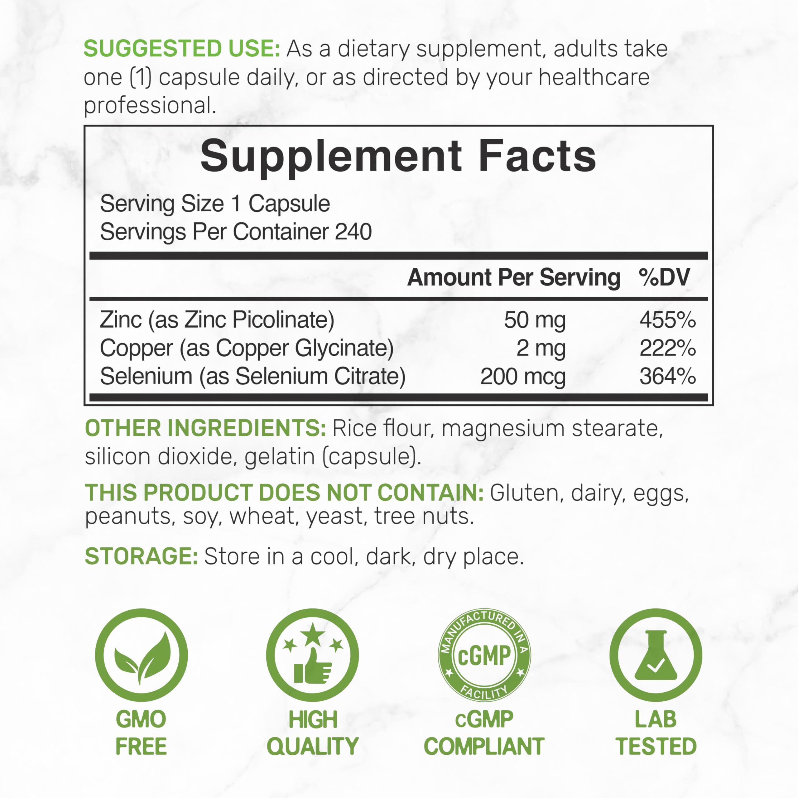 240 capsules zinc picolinate supply