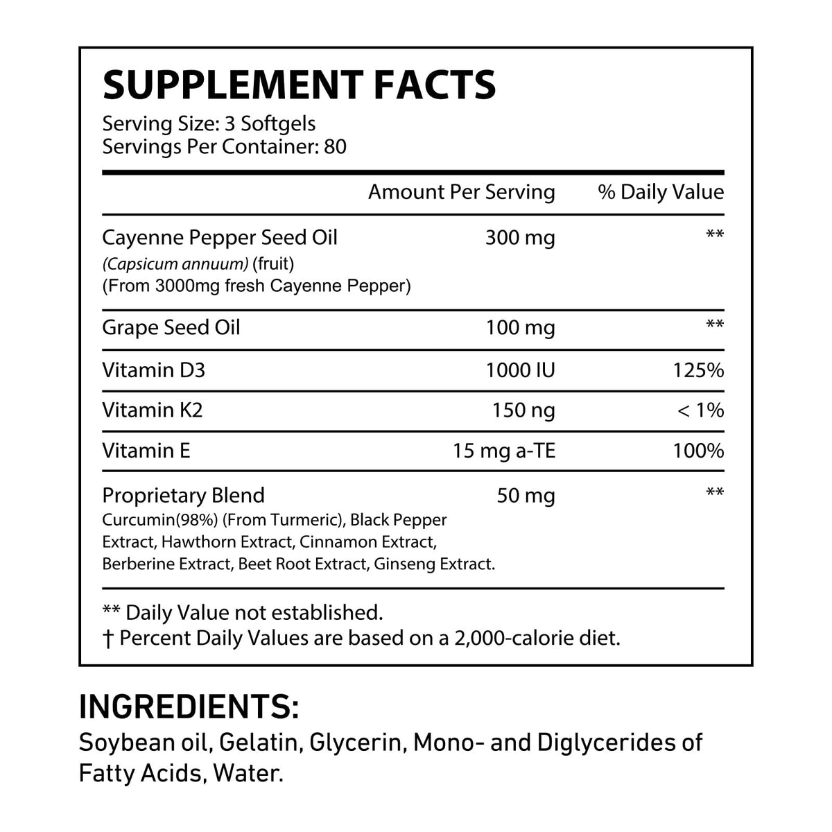 240 count cayenne softgels for daily use