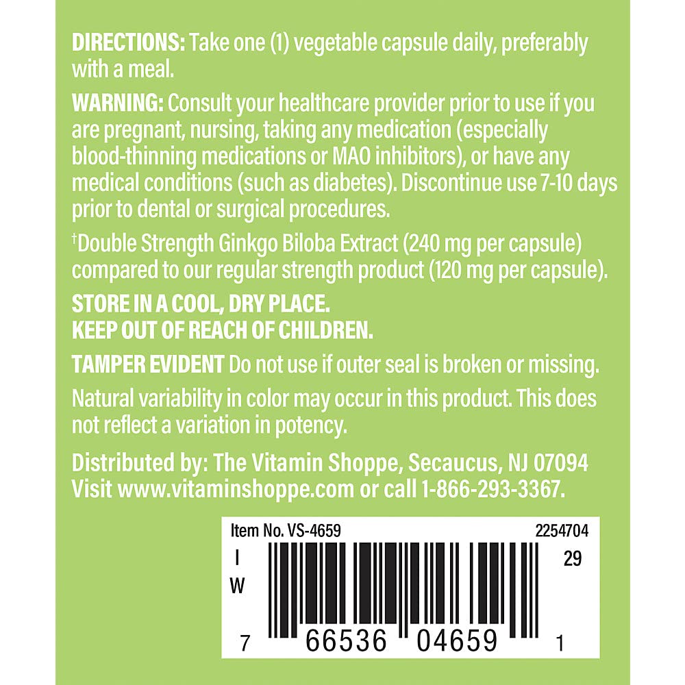 240 mg Ginkgo Biloba for mental clarity