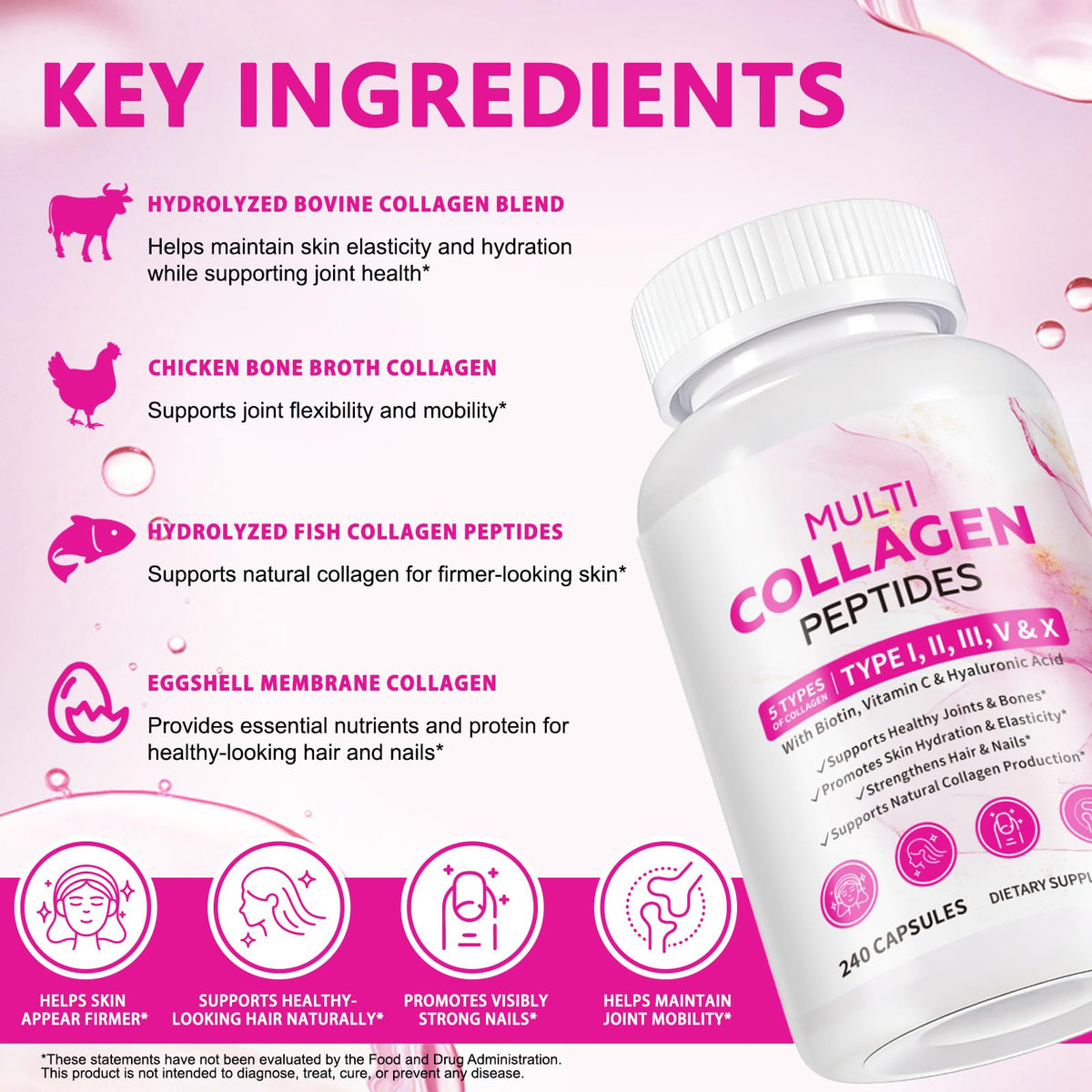 240 pcs collagen capsules for vitality