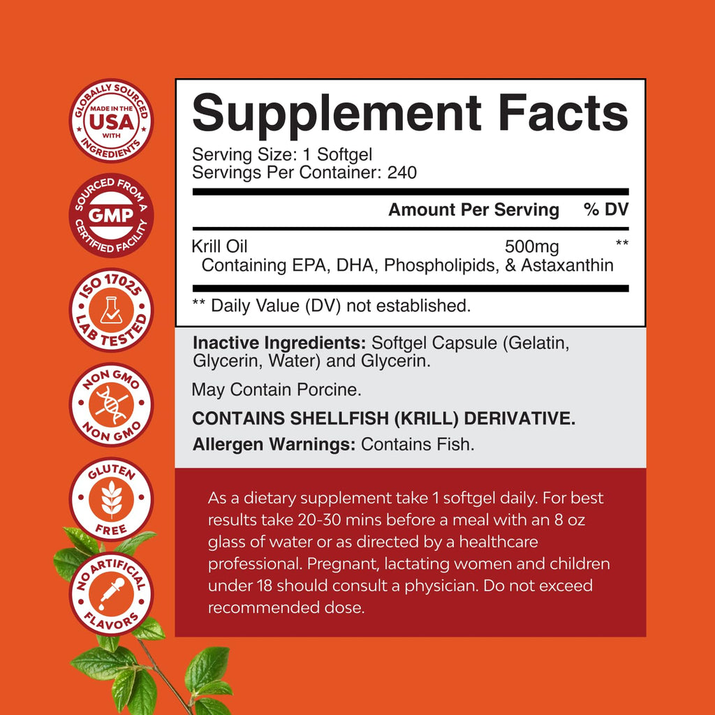 240 softgels of Antarctic krill oil
