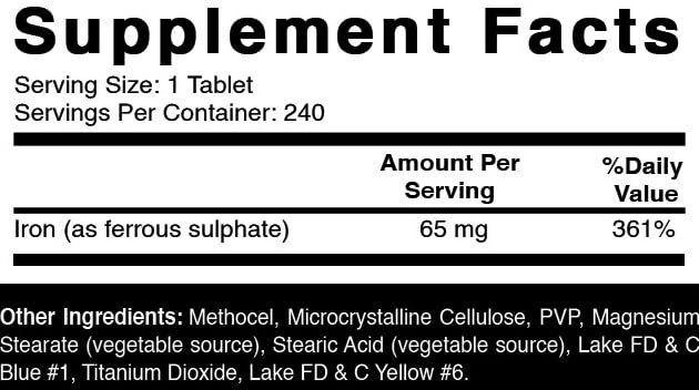 240 tablets for daily iron intake