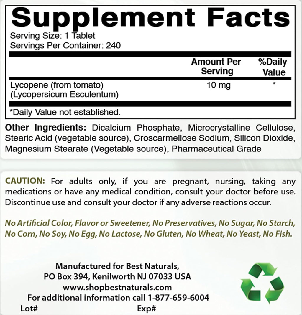 240 tablets of antioxidant lycopene
