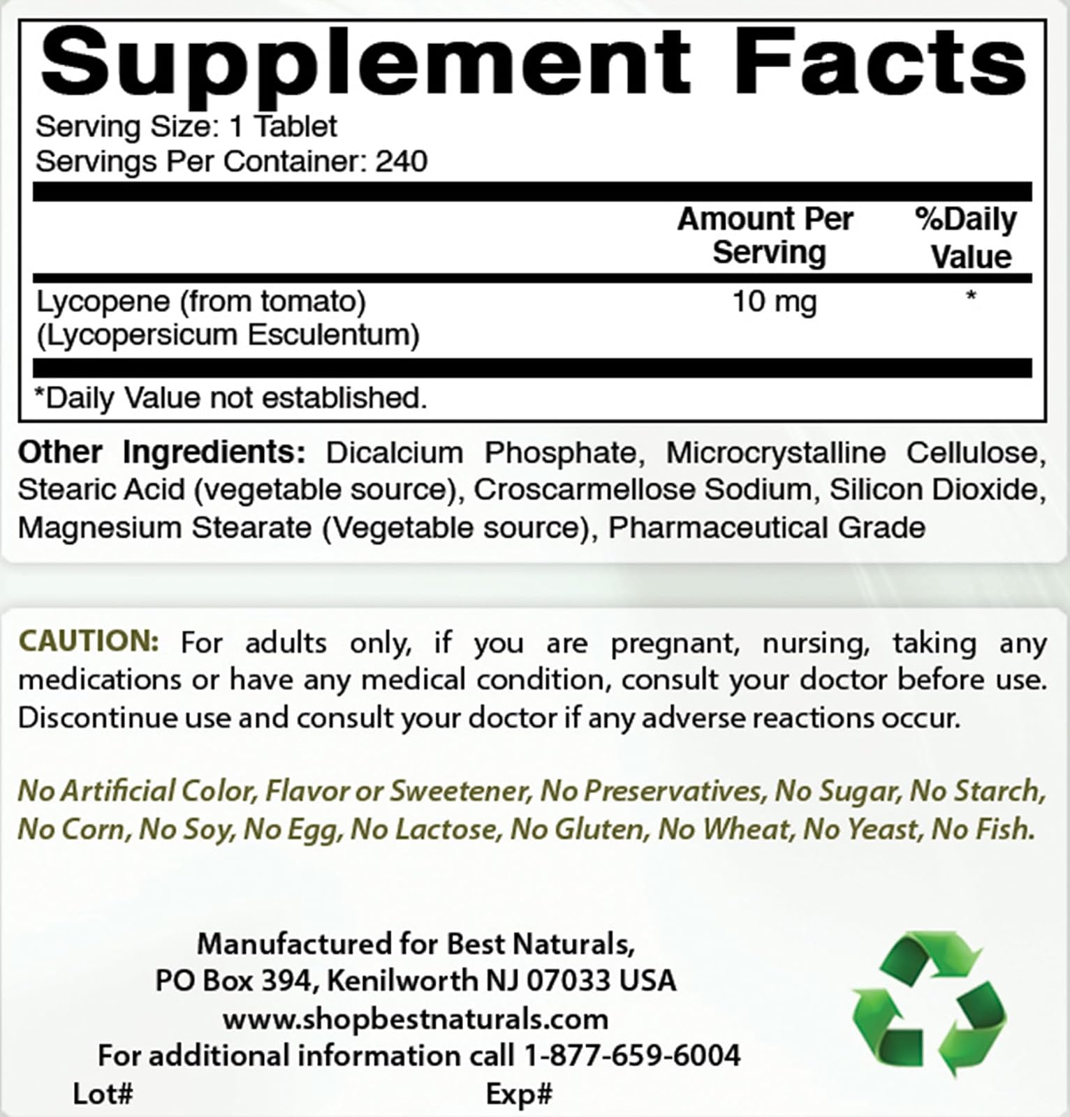 240 tablets of antioxidant lycopene