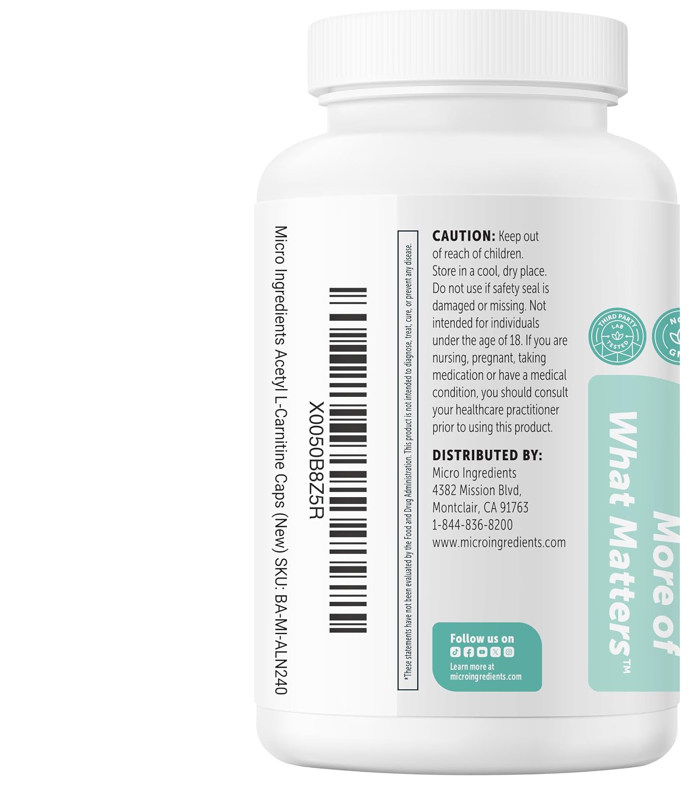 240 veggie capsules of Acetyl L-Carnitine
