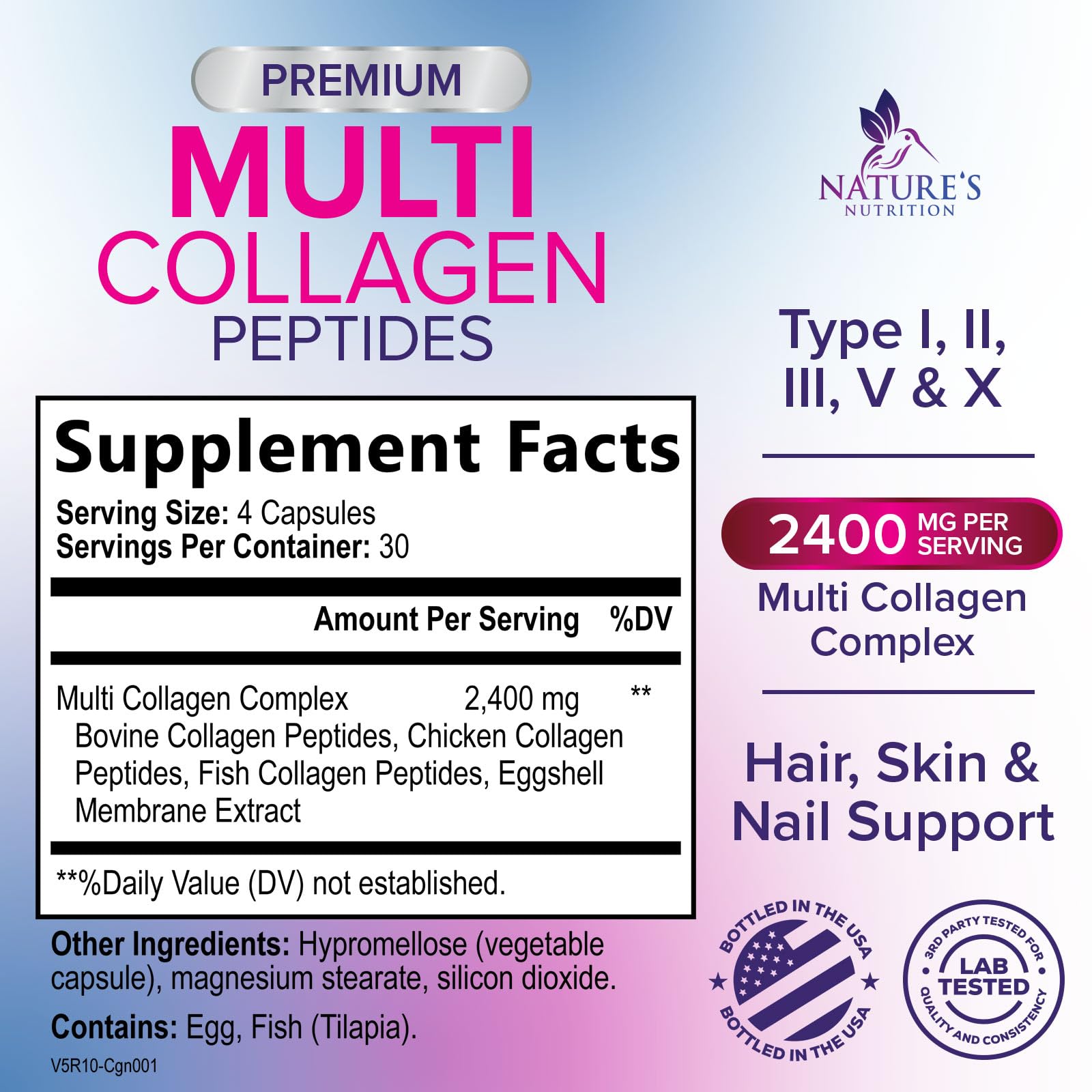 2400 mg collagen peptides supplement