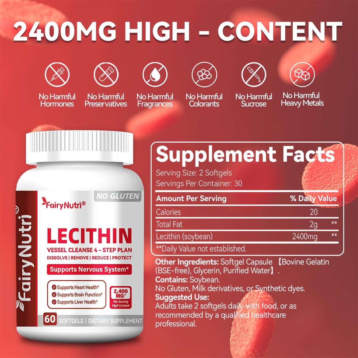 2400 mg lecithin capsules for wellness