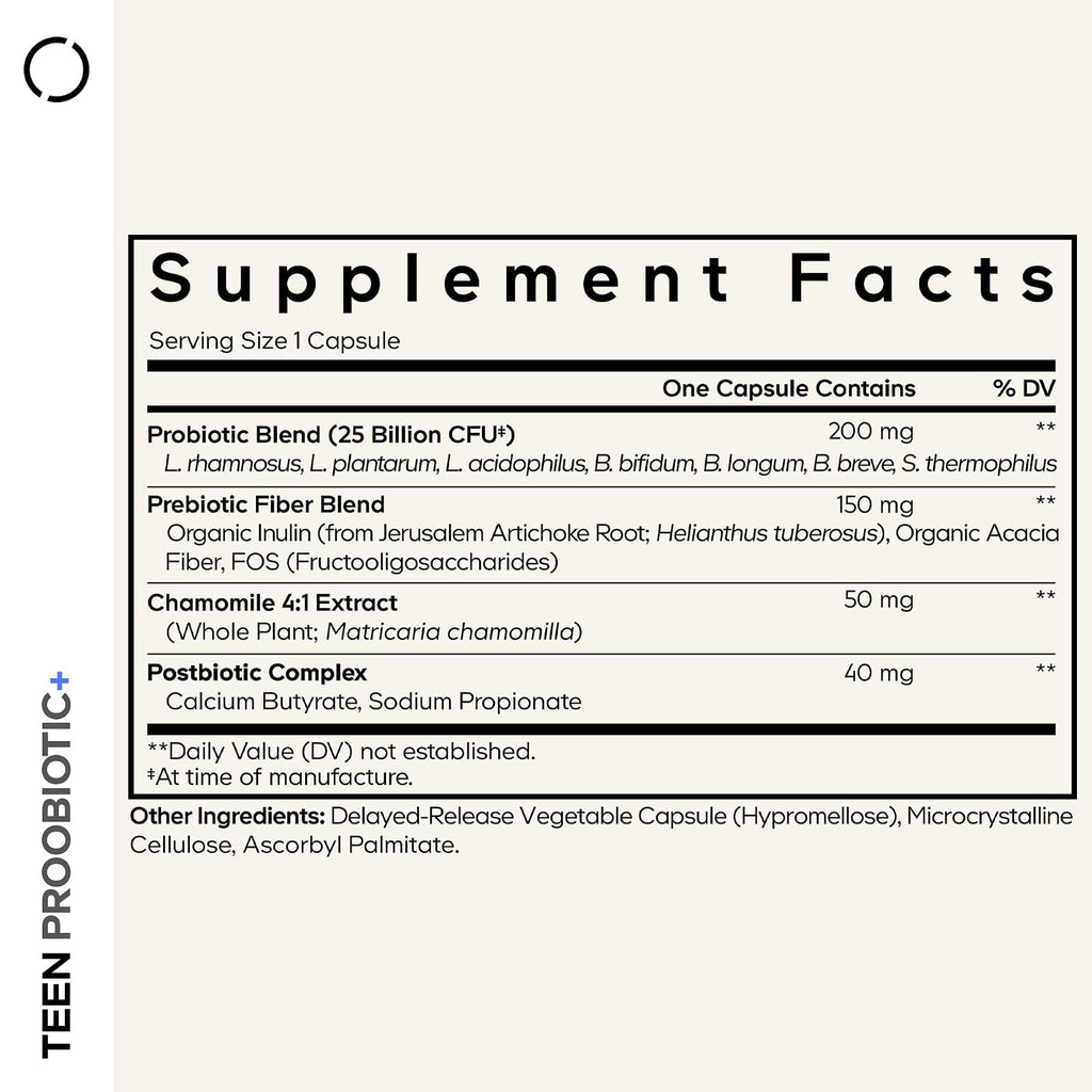 25 billion CFU probiotic blend for teens