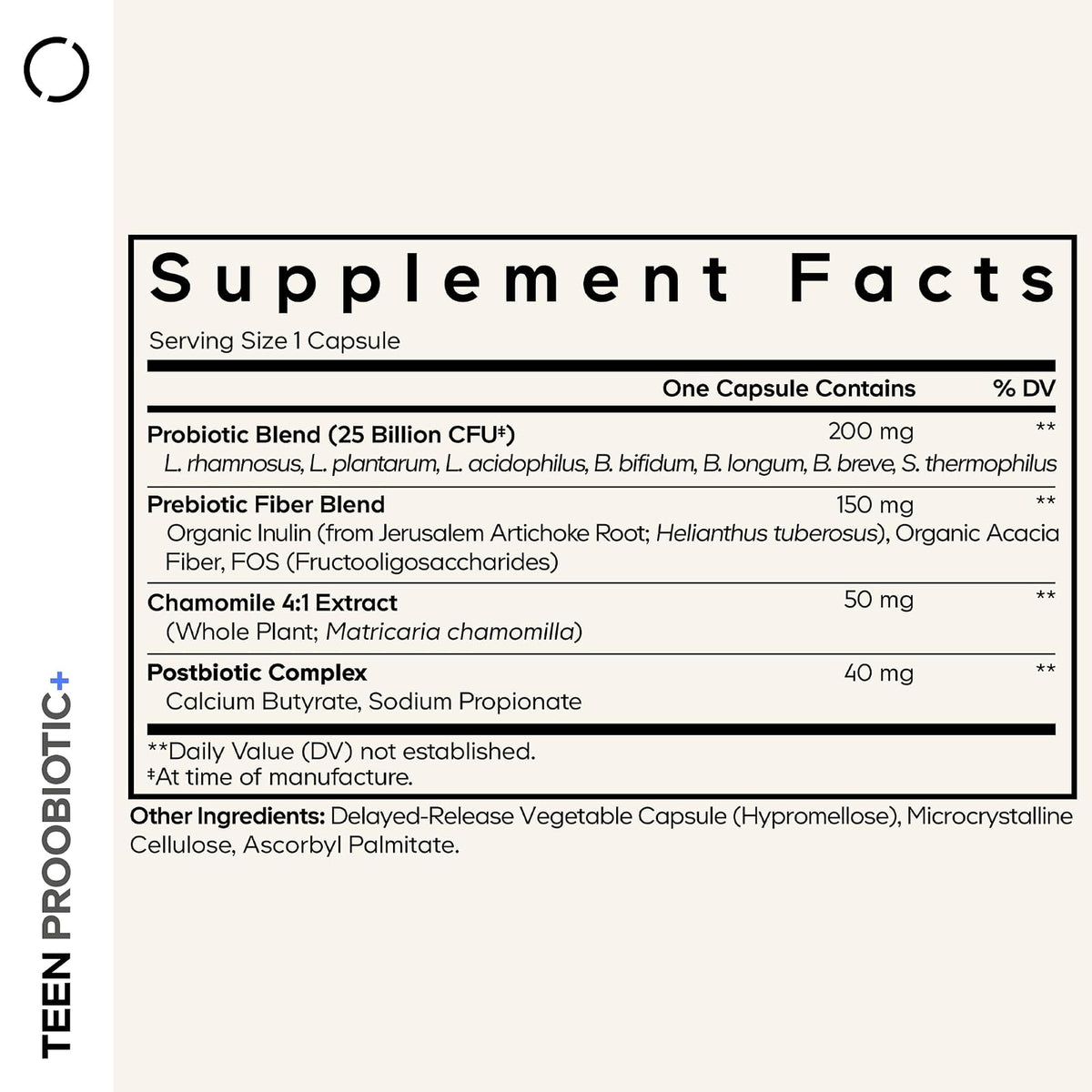 25 billion CFU probiotic blend for teens