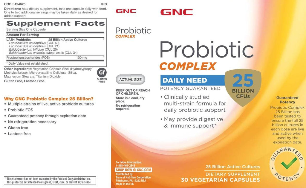 25 billion CFUs for gut balance