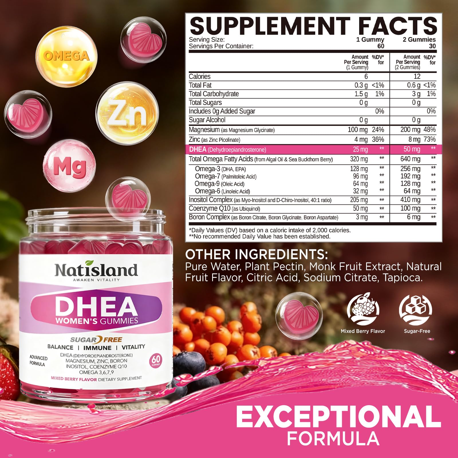 25 mg DHEA multivitamin tablets