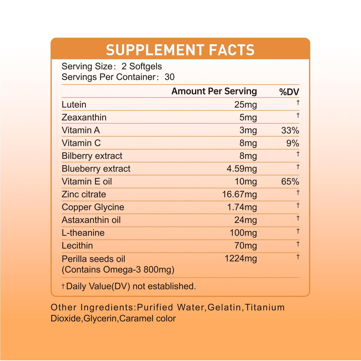 25 mg lutein softgels for eye health