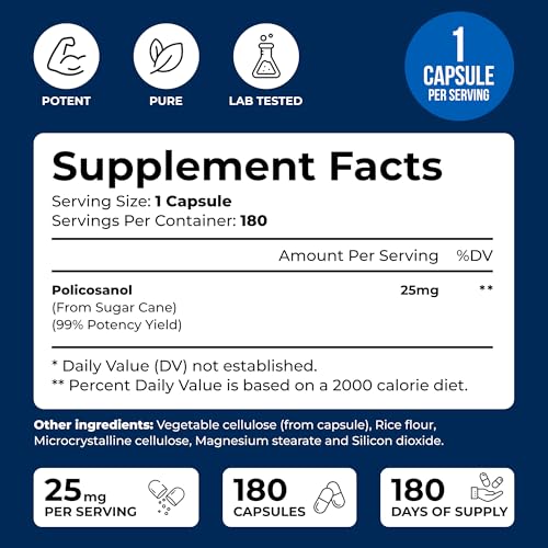 25 mg Policosanol capsules for energy