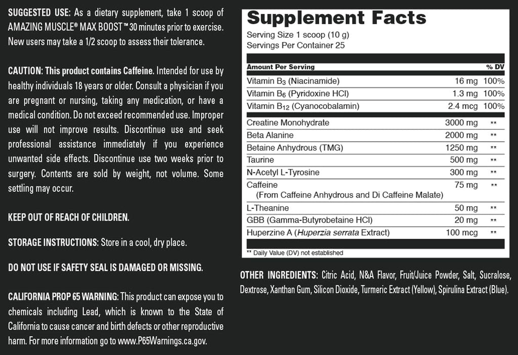 25 servings of Amazing Muscle Max