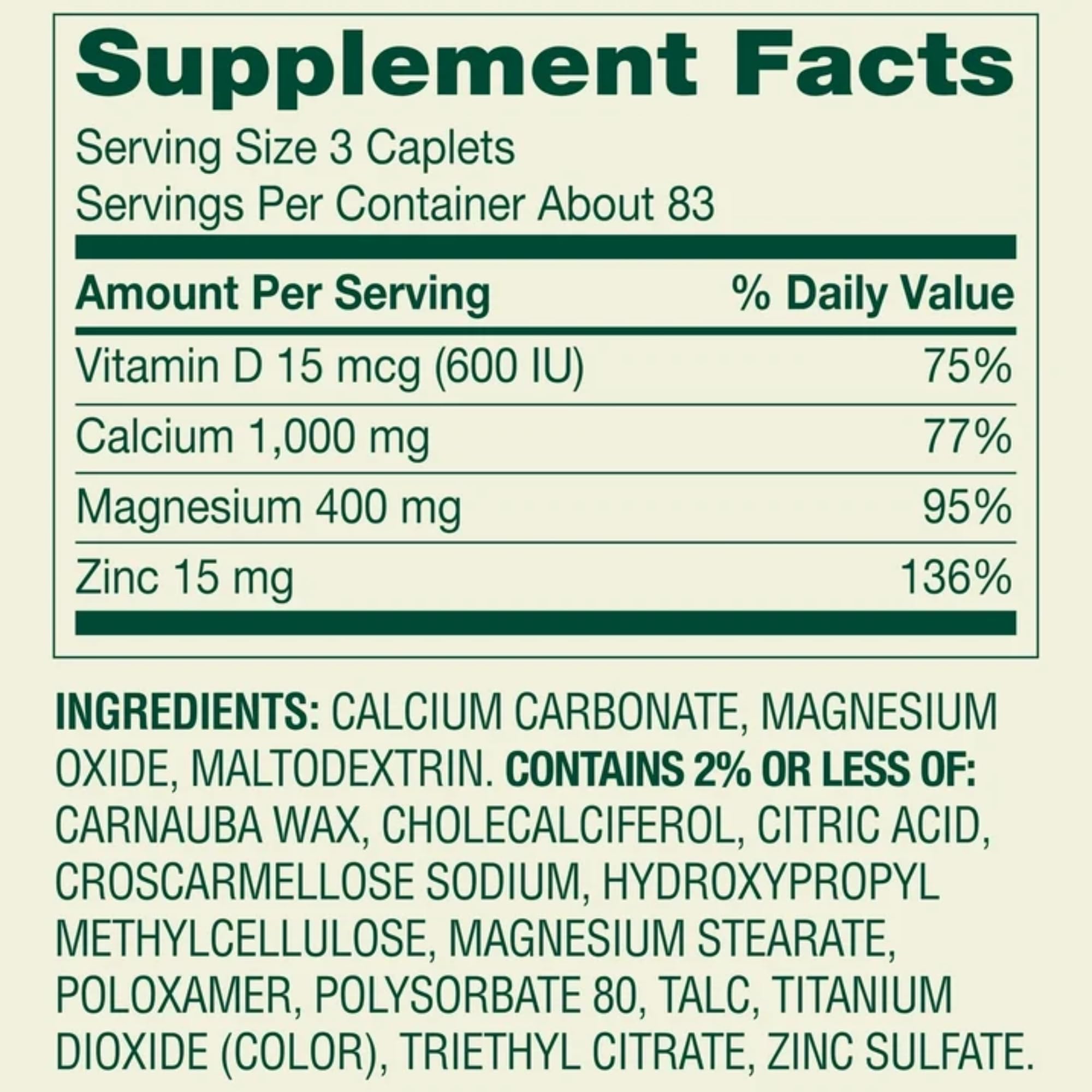 250 caplets for daily nutrition
