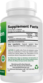 250 capsules of dandelion root extract