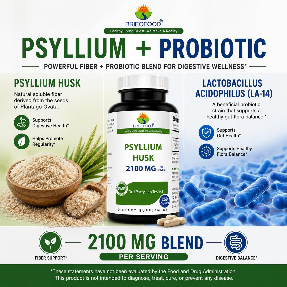250 capsules of psyllium husk