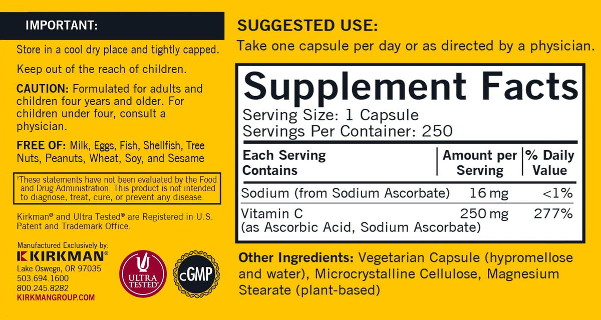 250 capsules of vitamin C