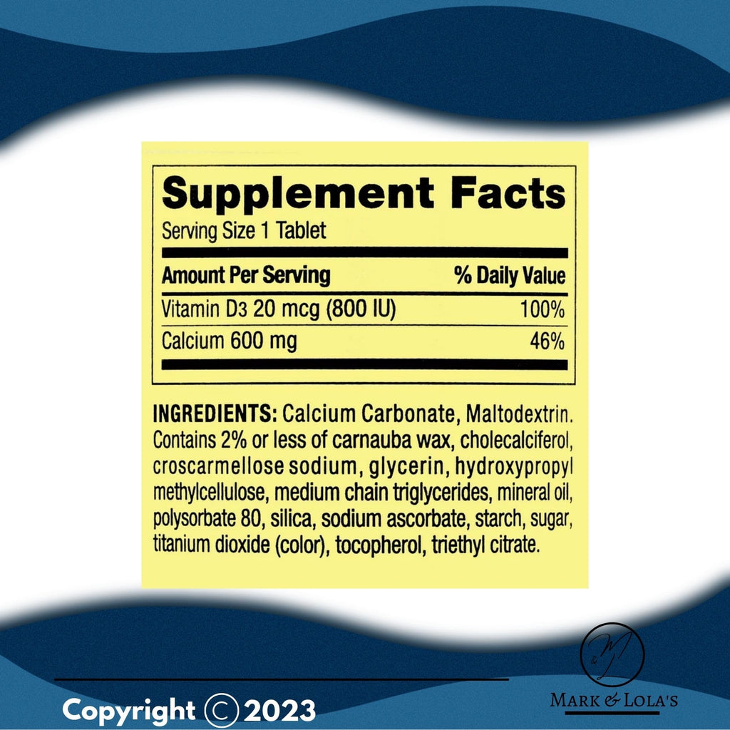 250 count calcium tablets for families