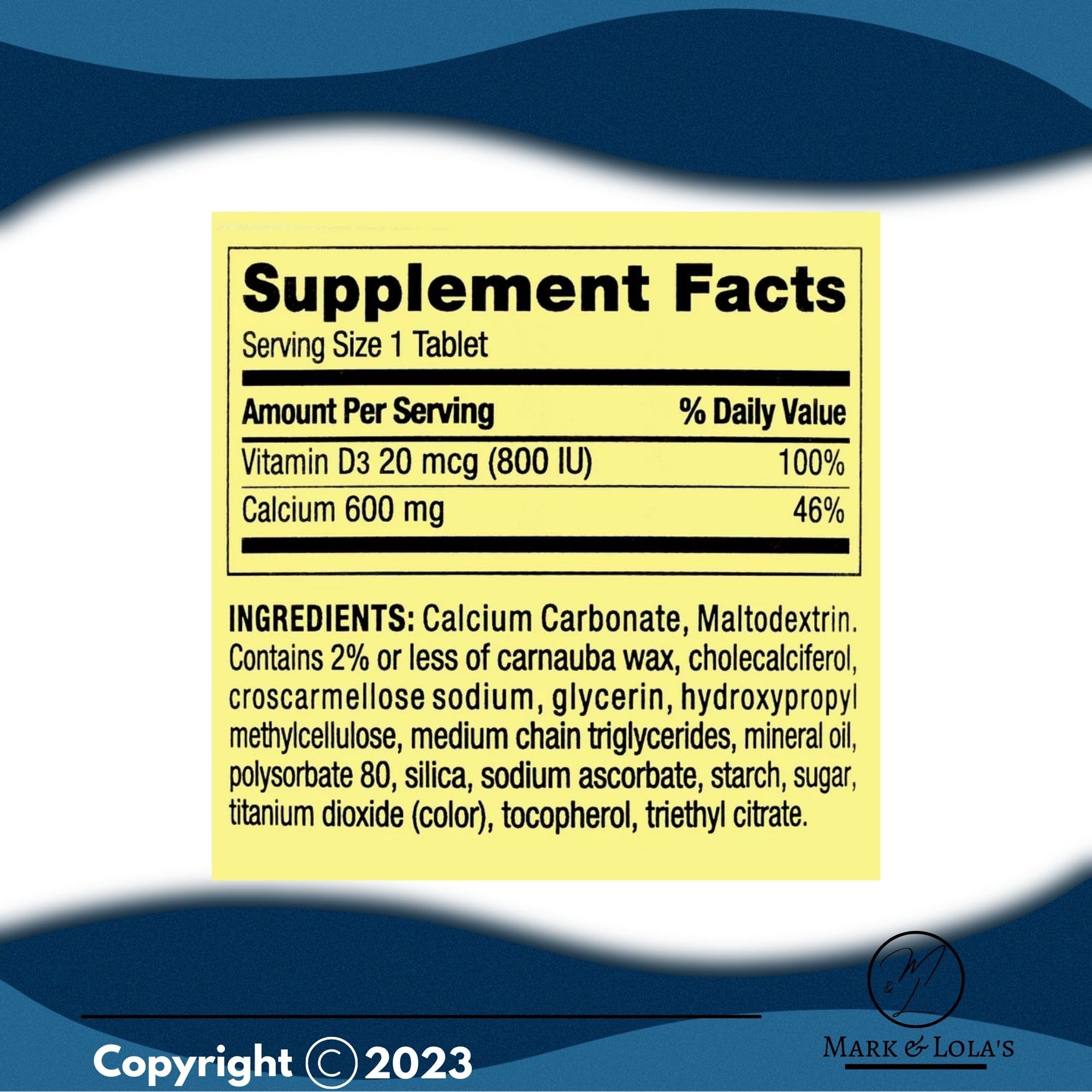 250 count calcium tablets for families