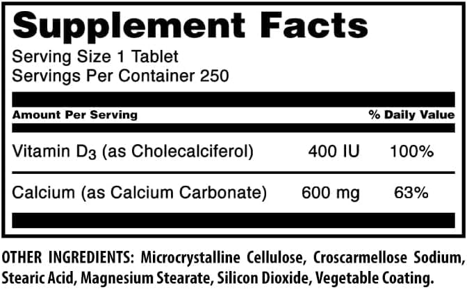 250 count calcium tablets pack