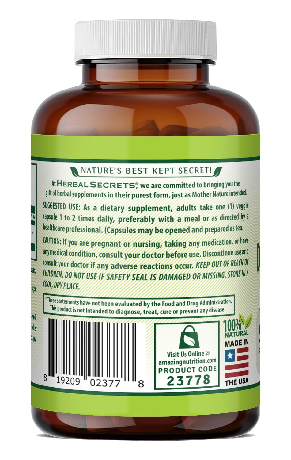 250 count herbal supplement bottle