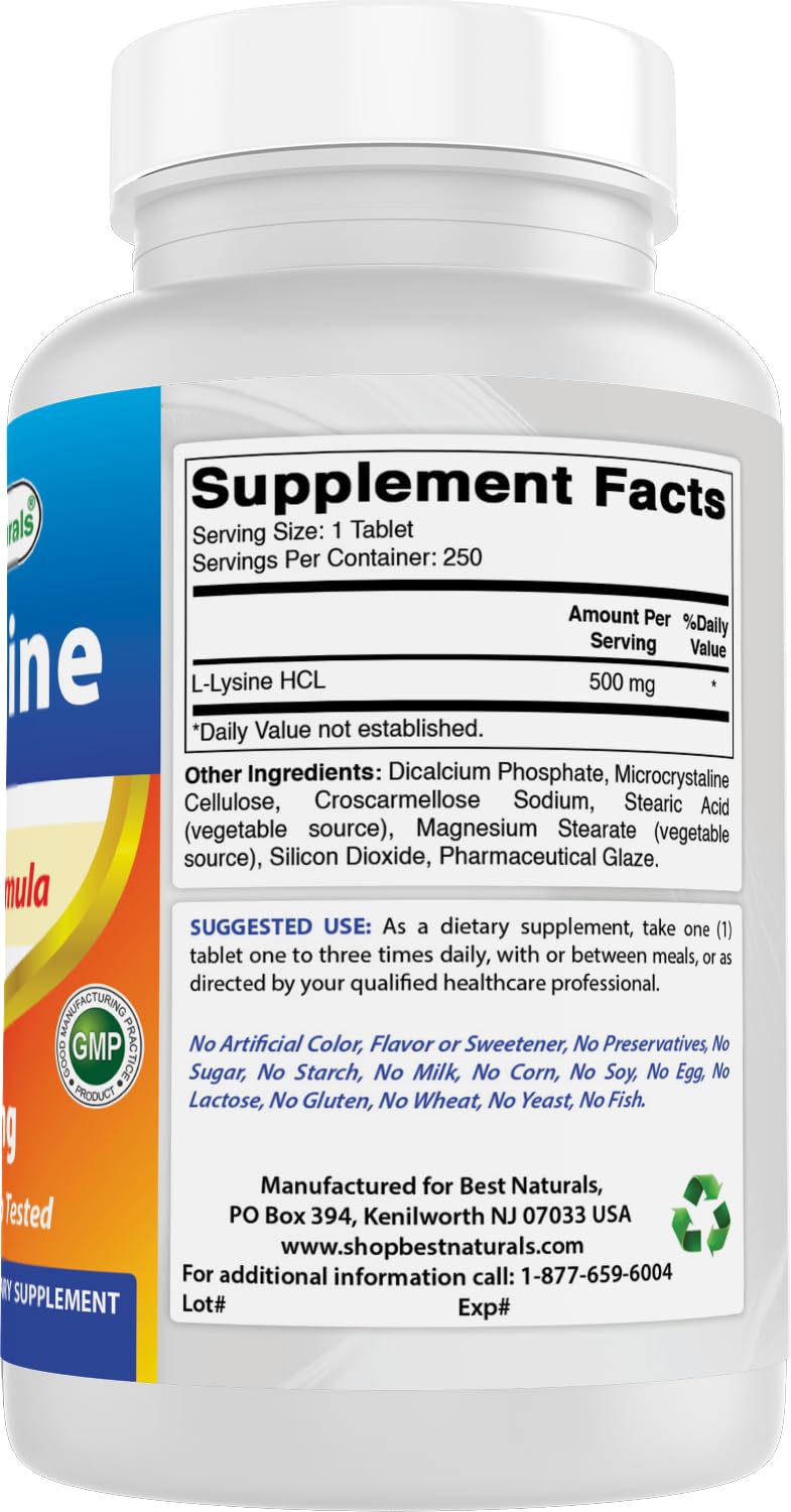 250 count L-Lysine for daily wellness