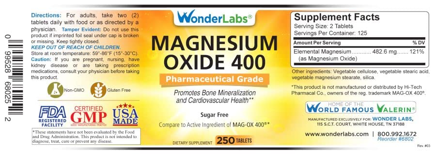 250 count magnesium supplement