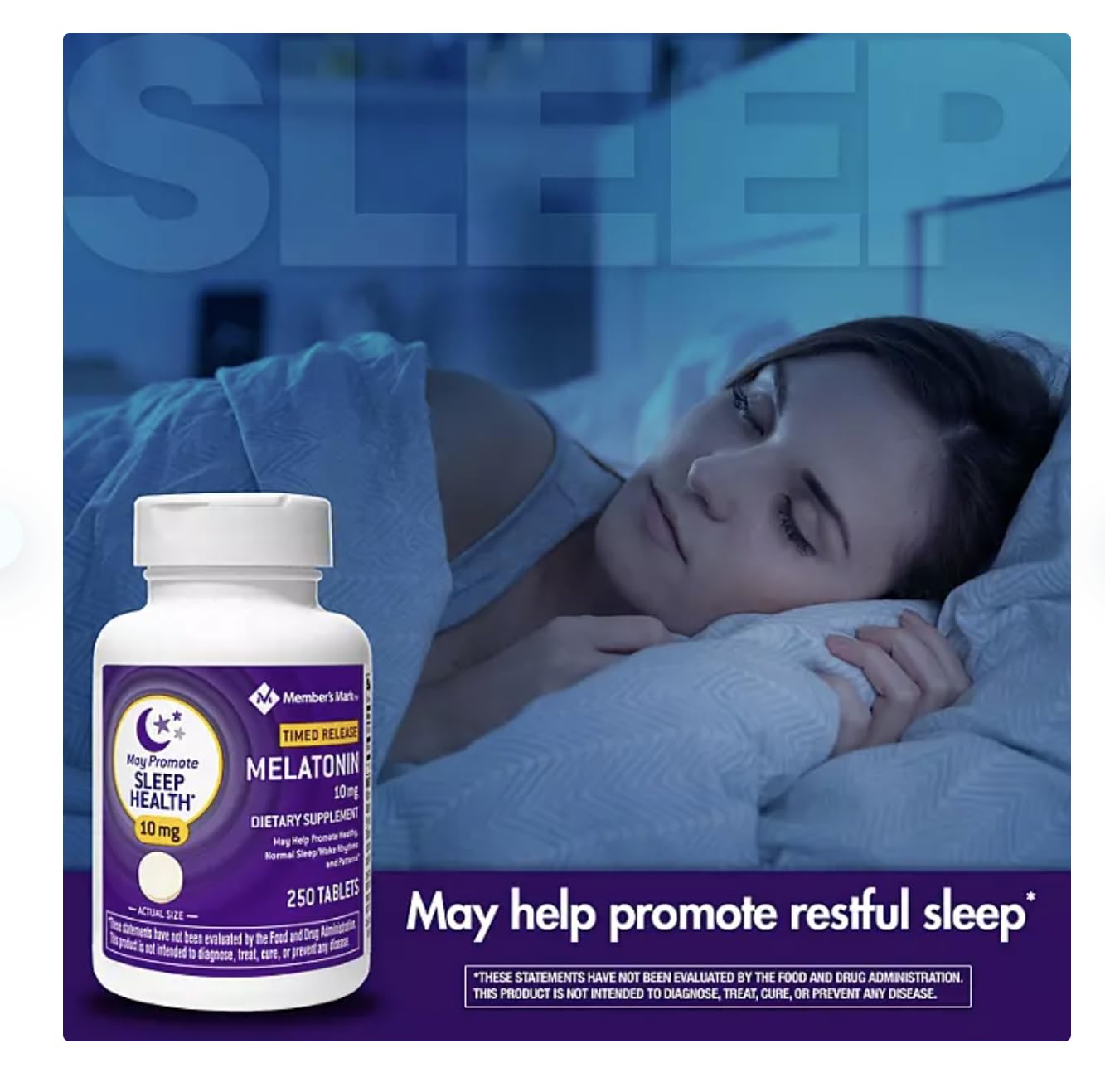 250 count melatonin for restful sleep