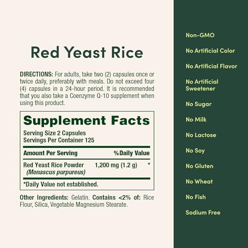 250 count Red Yeast Rice bottle