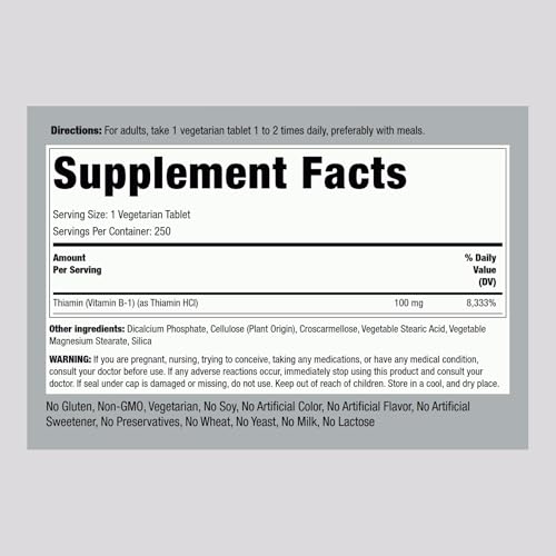 250 count Vitamin B1 tablets