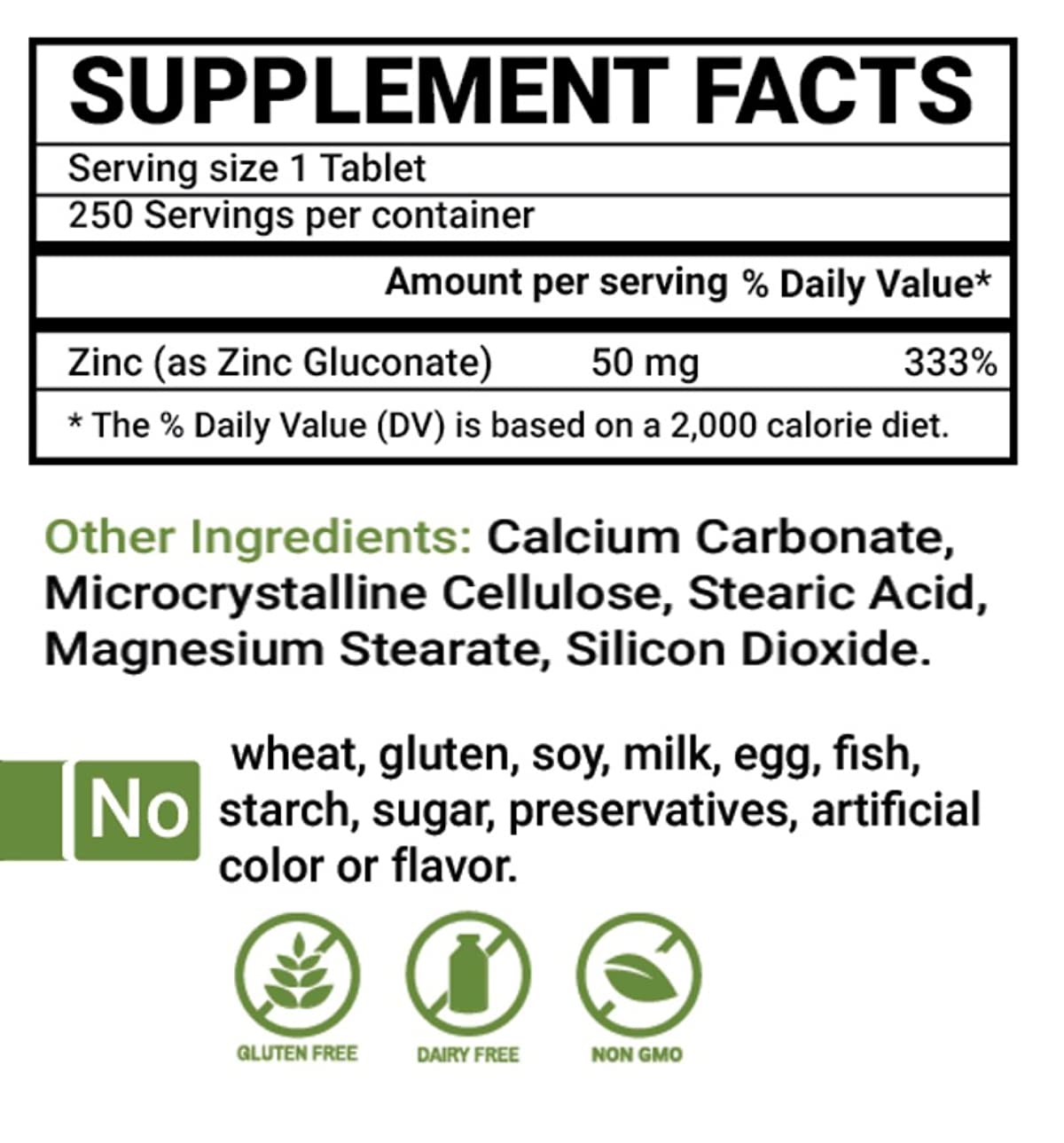 250 count zinc vitamin capsules