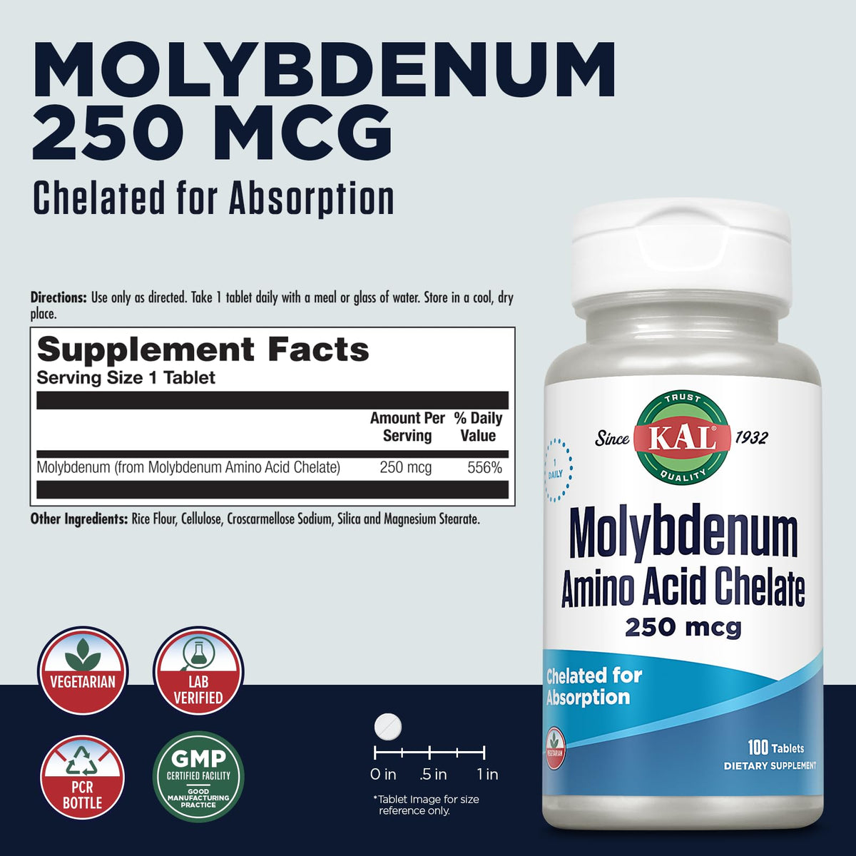 250 mcg Molybdenum for daily nutrition
