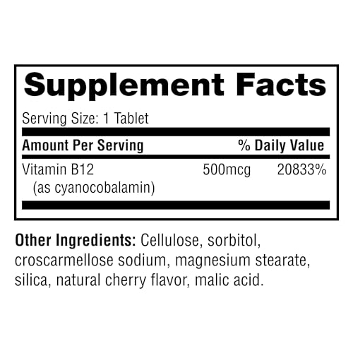 250 mcg vitamin B12 for energy