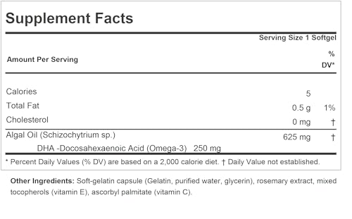 250 mg algae omega supplement